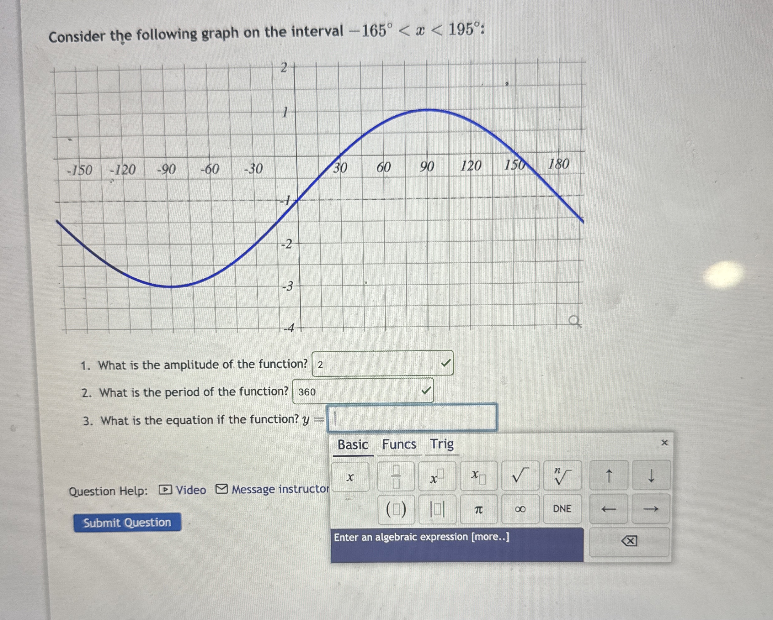 Solved Consider the following graph on the interval | Chegg.com