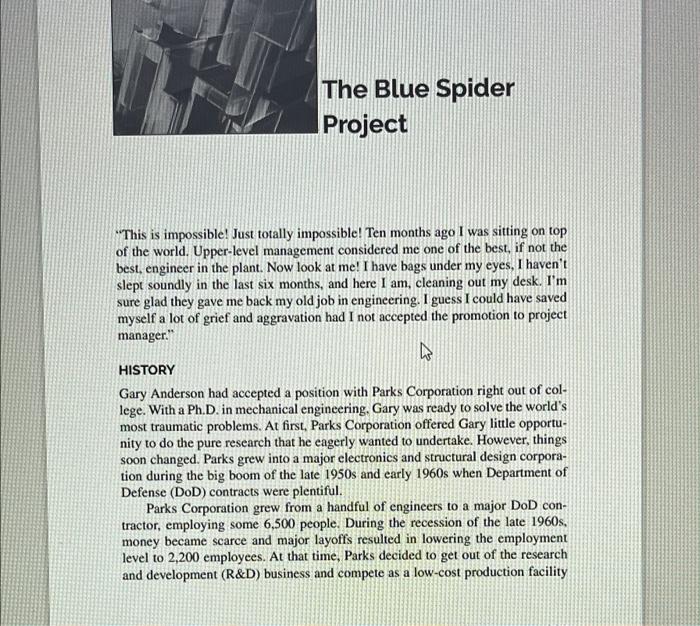 Solved The Blue Spider Project "This is impossible! Just | Chegg.com