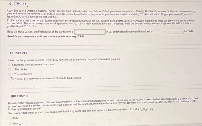 Solved According to the Optimal Foraging Theory, animals | Chegg.com