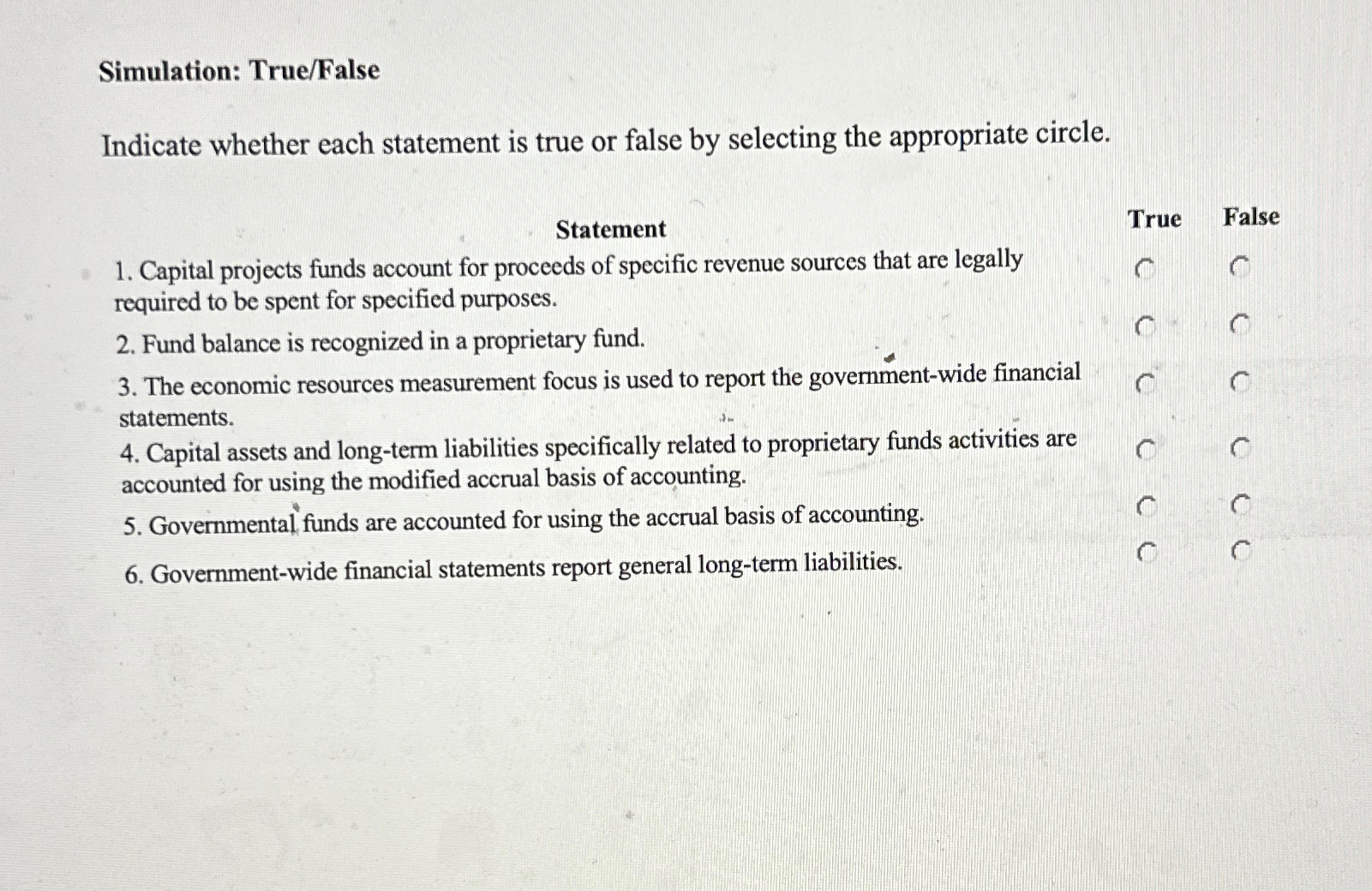 Solved Simulation: True/FalseIndicate whether each statement | Chegg.com
