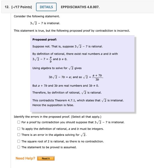 Solved 12. [-/17 Points) DETAILS EPPDISCMATH5 4.8.007. | Chegg.com Solved 12. [-/17 Points) DETAILS EPPDISCMATH5 4.8.007. | Chegg.com