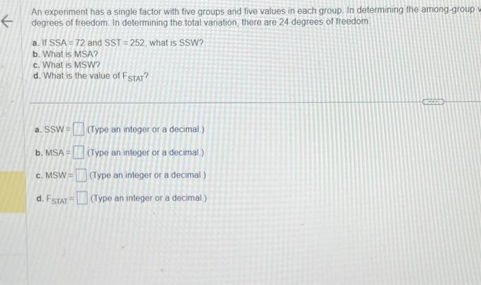 Solved b. What is MSA? c. What is MSW? d. What is the valae | Chegg.com