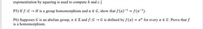 Solved exponentiation by squaring is used to compute b and | Chegg.com