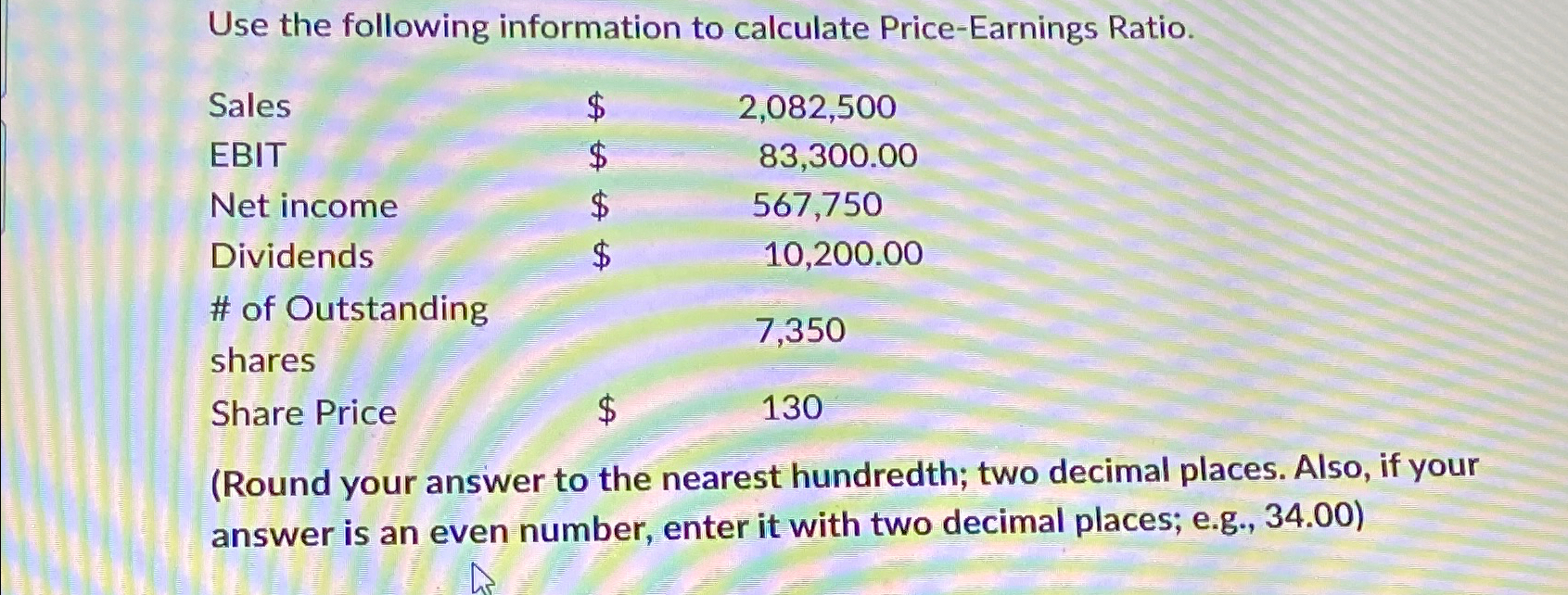 Solved Use the following information to calculate | Chegg.com