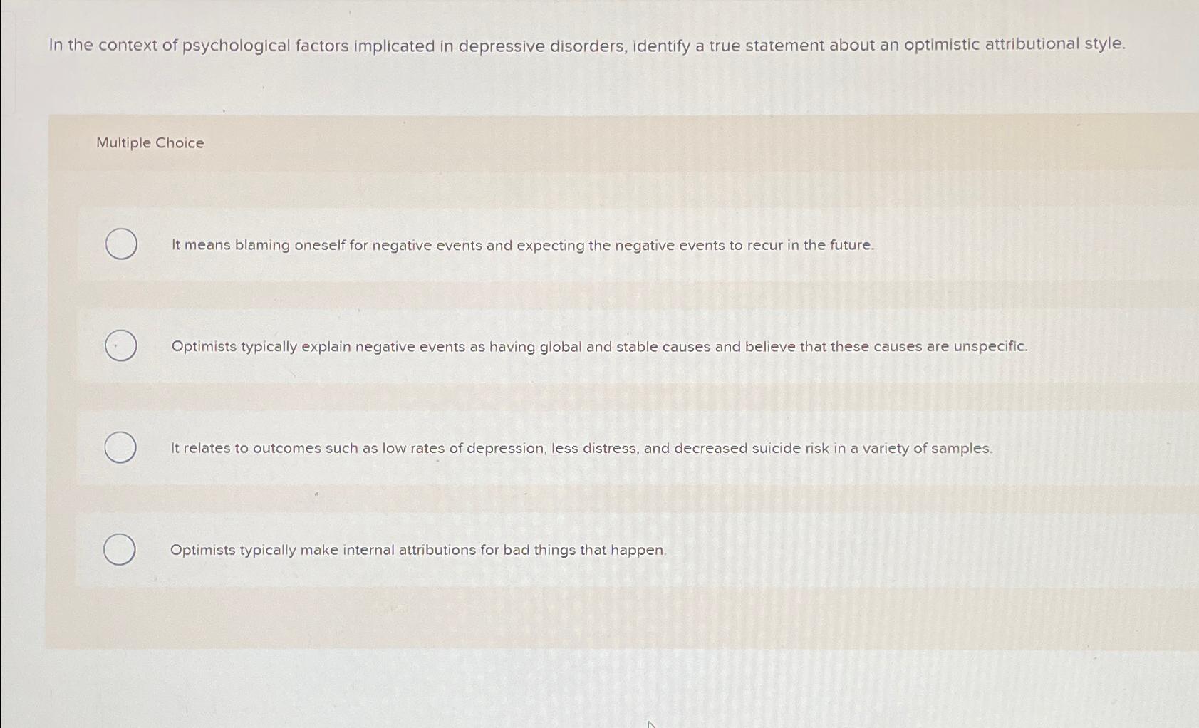 Solved In the context of psychological factors implicated in | Chegg.com