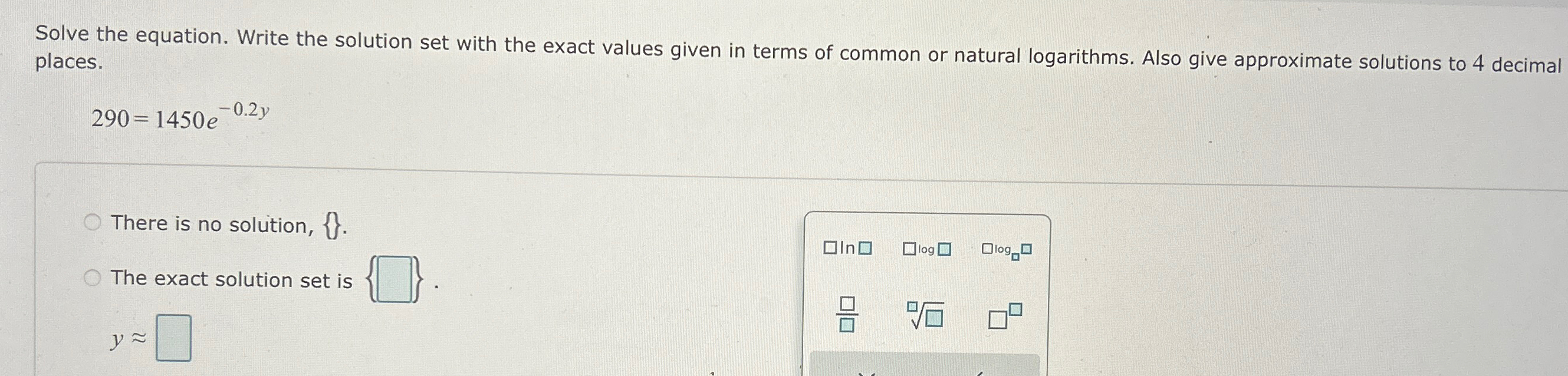 Solved Solve the equation. Write the solution set with the | Chegg.com