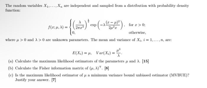 Solved The random variables X1,…,Xn are independent and | Chegg.com