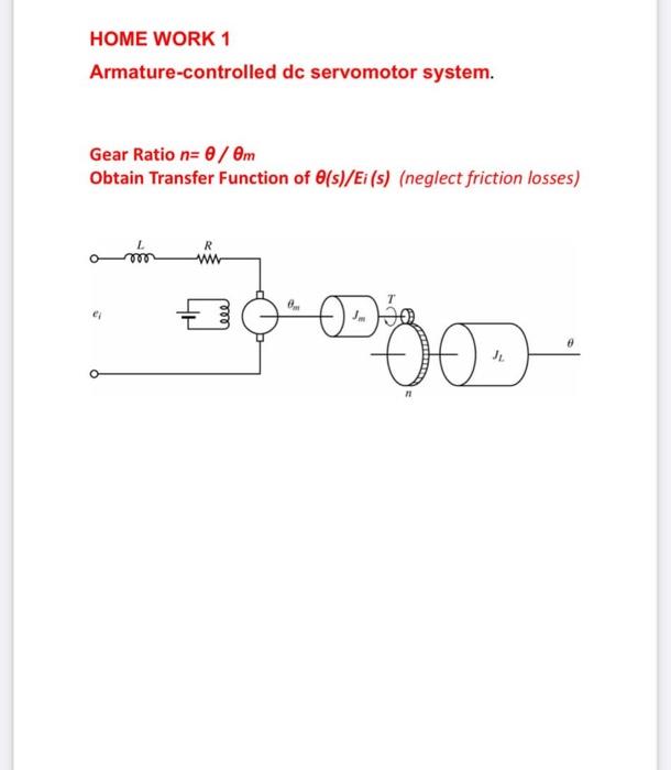Solved HOME WORK 1 Armature-controlled dc servomotor system. | Chegg.com
