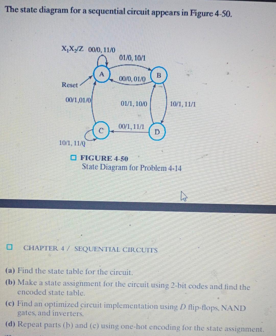 Solved The state diagram for a sequential circuit appears in | Chegg.com