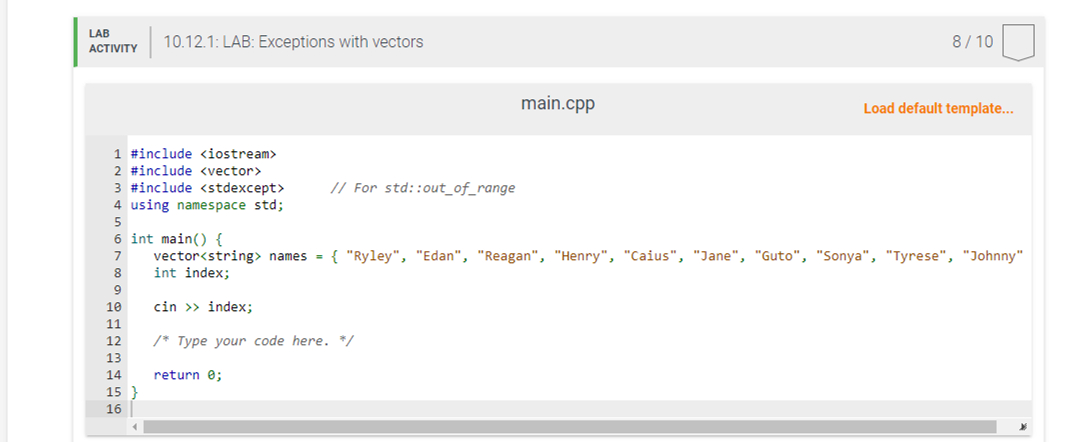 Solved IN C++ ﻿PLEASECLAB#include >θomplete a program that | Chegg.com