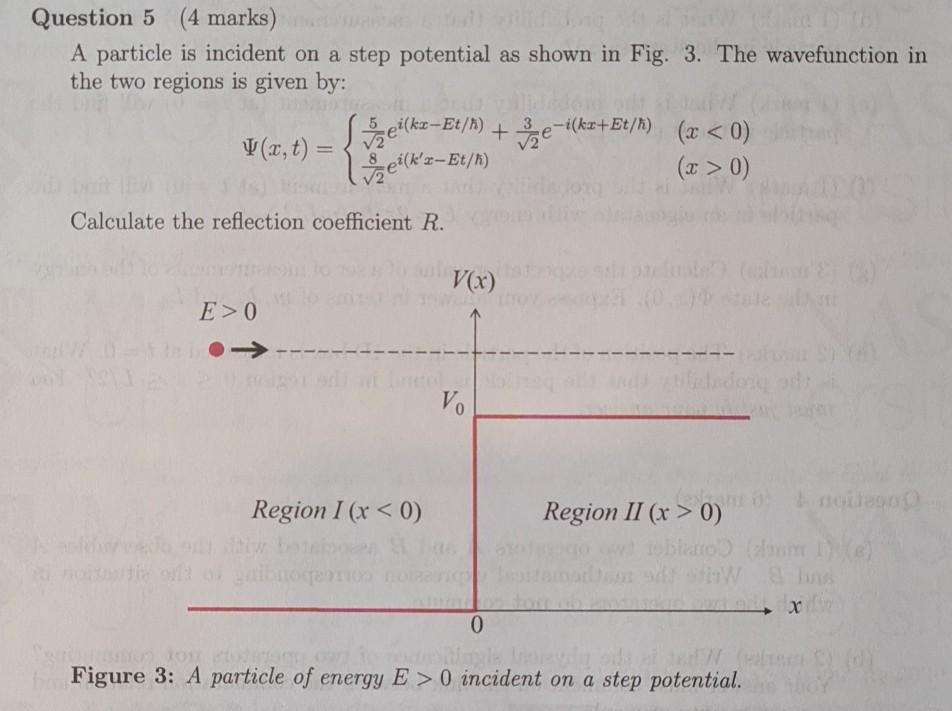 Solved Question 5 (4 marks) A particle is incident on a step | Chegg.com Solved Question 5 (4 marks) A particle is incident on a step | Chegg.com