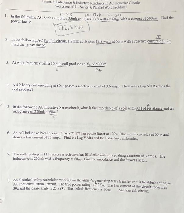 Solved Lesson 4: Inductance & Inductive Reactance in AC | Chegg.com