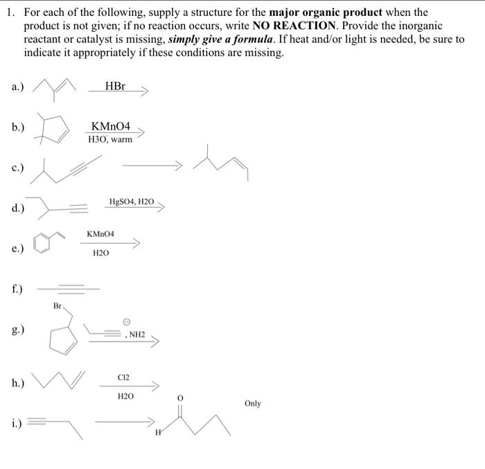 Solved 1. For each of the following, supply a structure for | Chegg.com