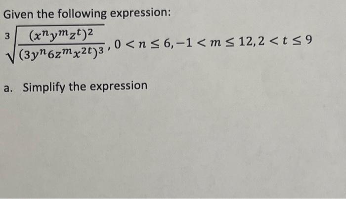 Solved Given the following expression: | Chegg.com