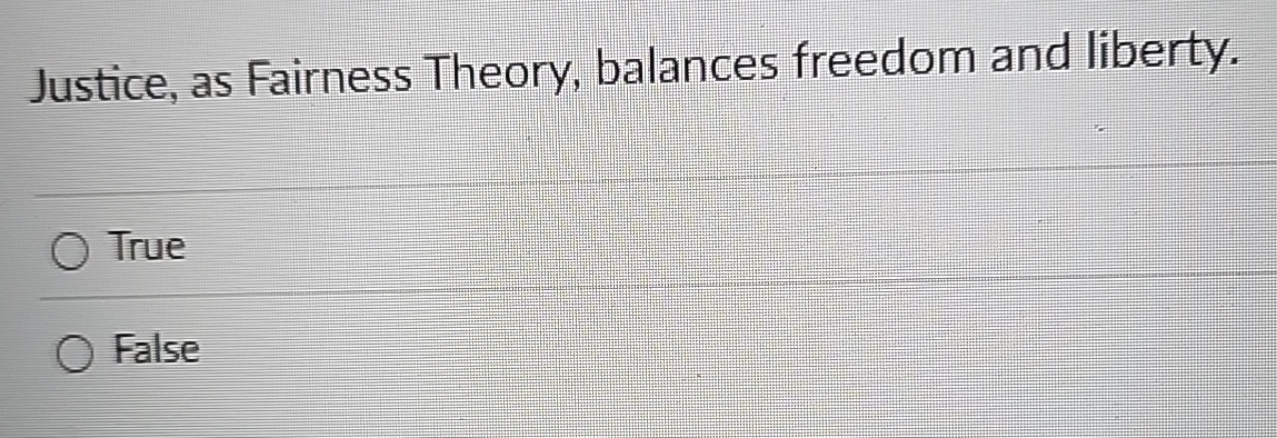 Solved Justice, as Fairness Theory, balances freedom and | Chegg.com