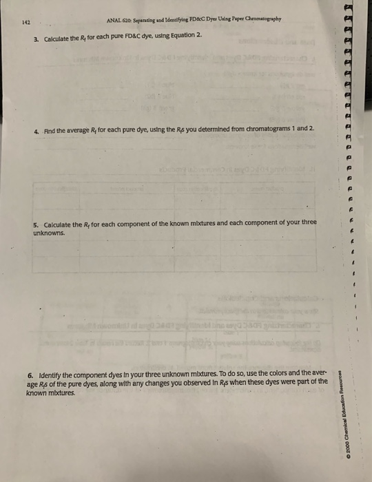 CHEM 1301 Seperating and Identifying FD&C Dyes using | Chegg.com