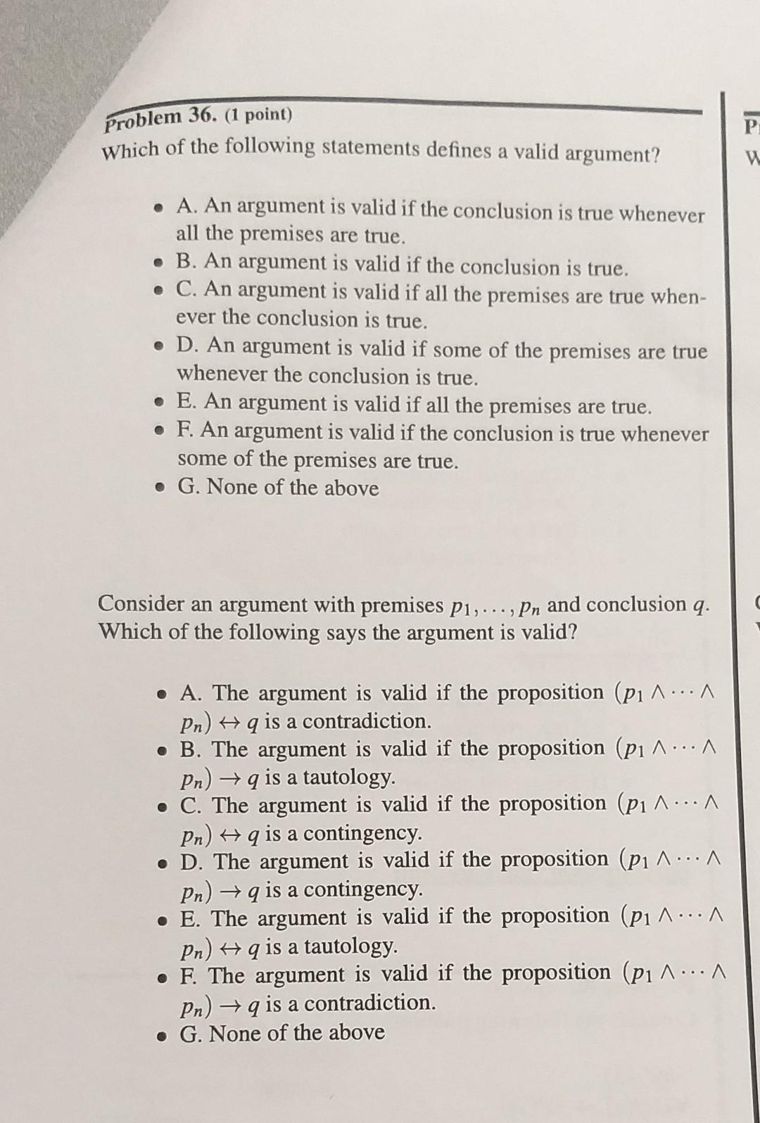Solved Consider the following premises. | Chegg.com