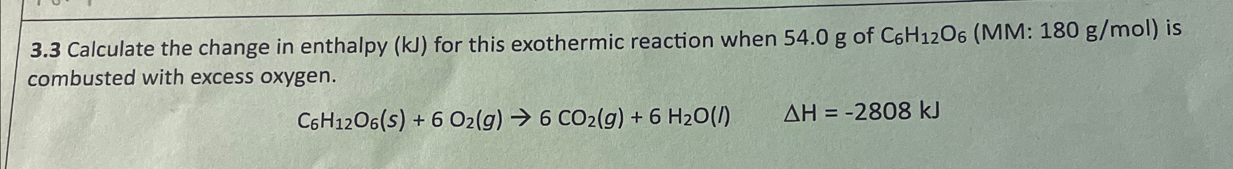 Solved 3.3 ﻿Calculate the change in enthalpy ( kJ ) ﻿for | Chegg.com