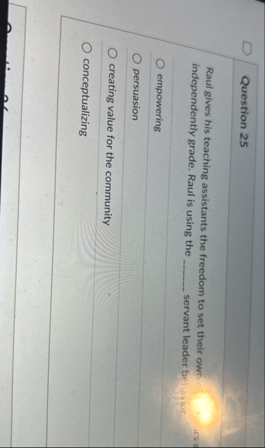 Solved Question 25Raul gives his teaching assistants the | Chegg.com