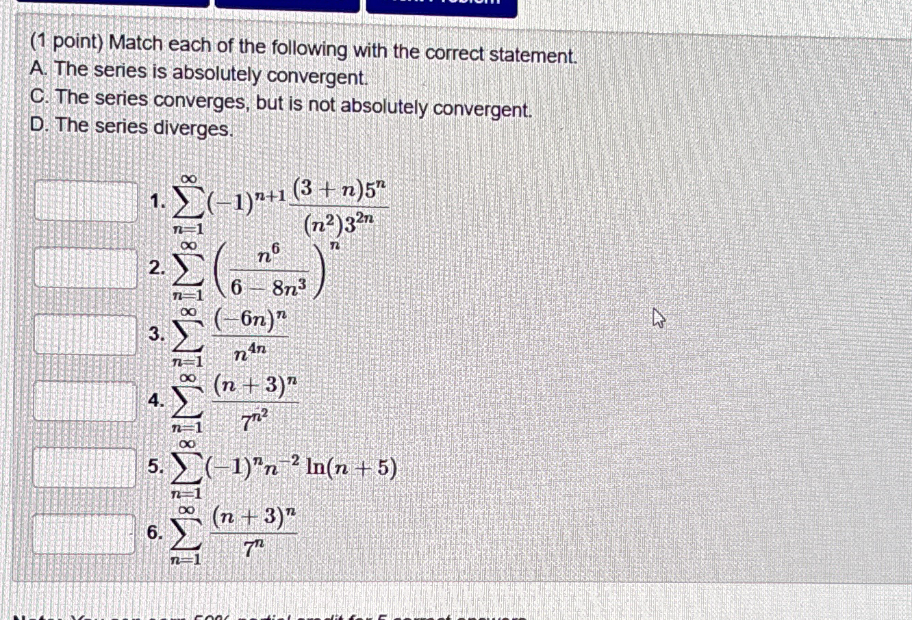 Solved (1 ﻿point) ﻿Match each of the following with the | Chegg.com