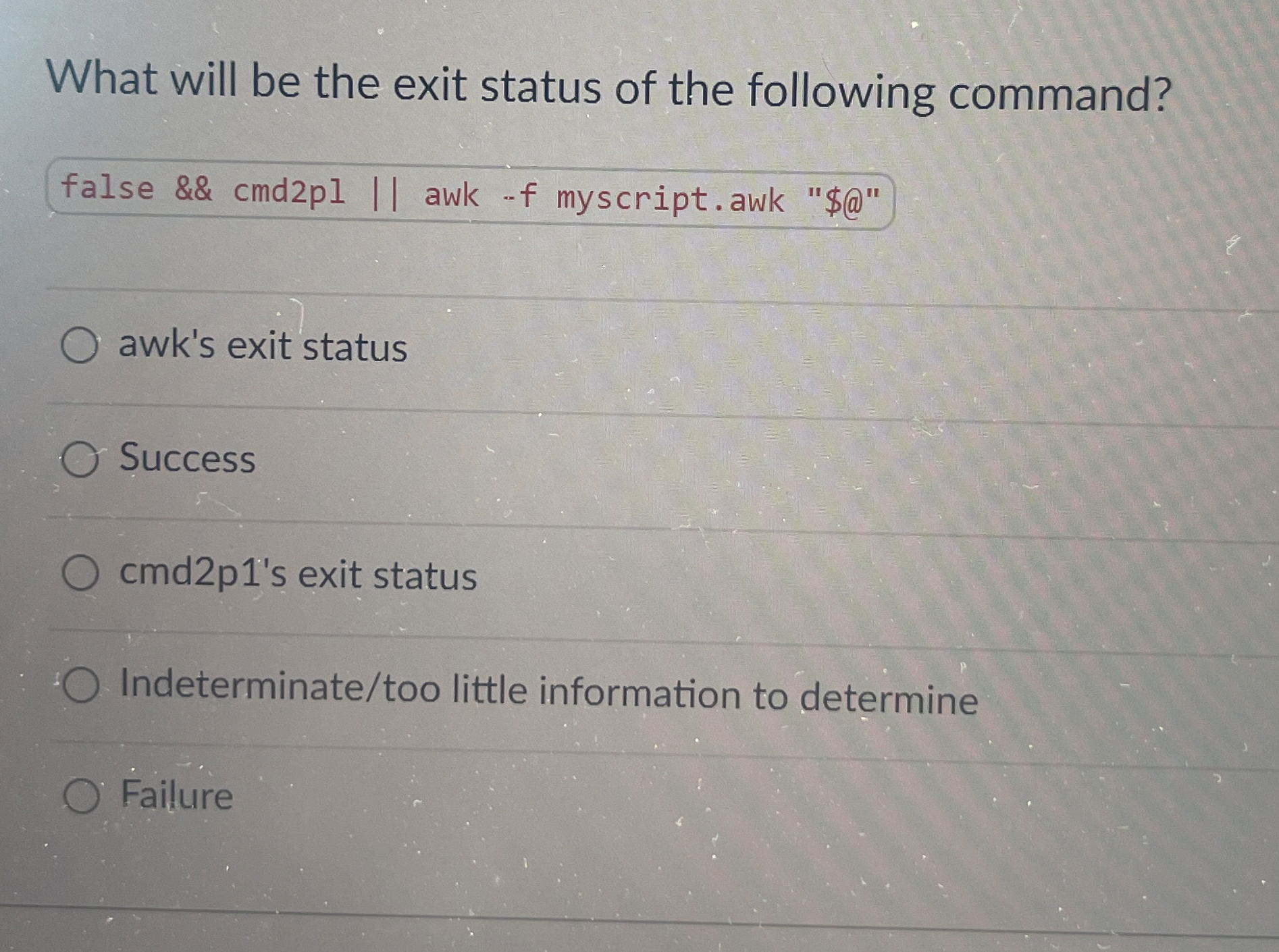 Solved What will be the exit status of the following | Chegg.com