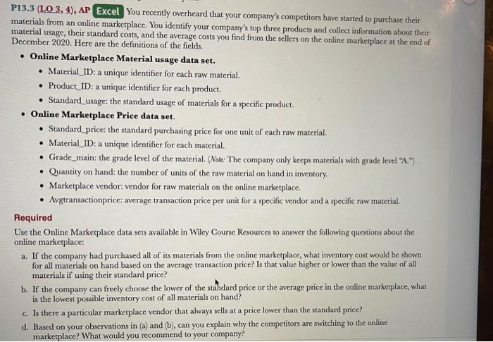 Solved material usage, here online marketplace. You identify | Chegg.com