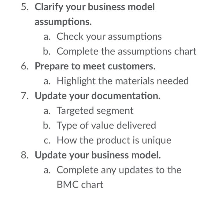 Solved 5. Clarify your business model assumptions. a. Check | Chegg.com