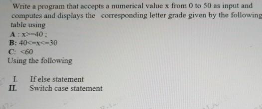 Write a program that accepts a numerical value x from | Chegg.com Write a program that accepts a numerical value x from | Chegg.com