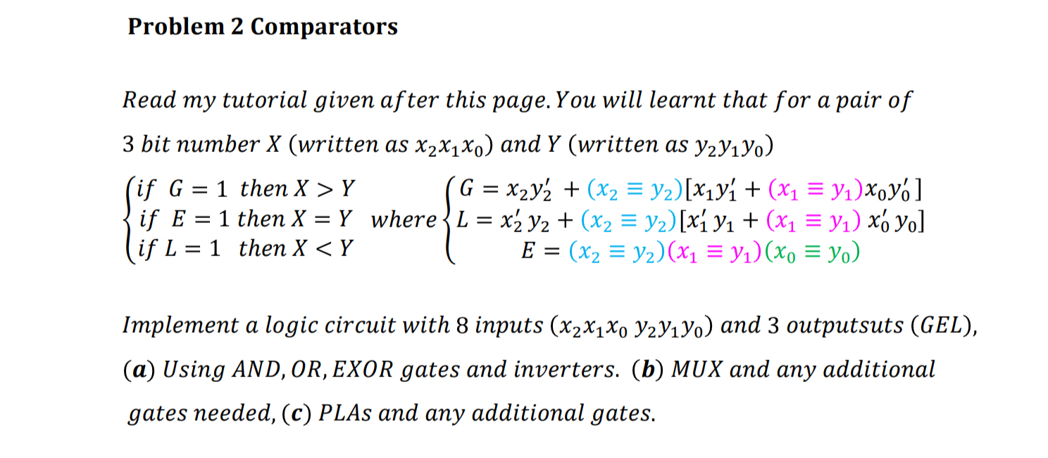 Solved Problem 2 ﻿ComparatorsRead my tutorial given after | Chegg.com