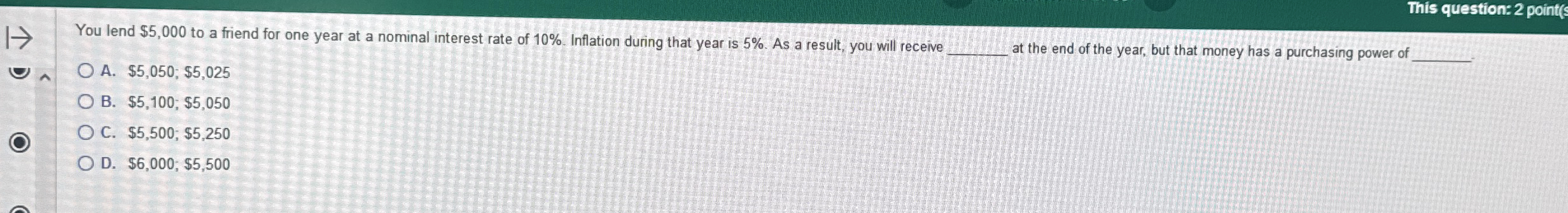 Solved This question: 2 ﻿point(csYou lend $5,000 ﻿to a | Chegg.com