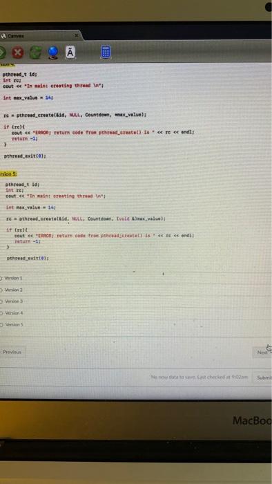 Solved Consider the following code: void *Countdown(void | Chegg.com