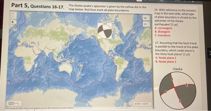 Solved Part 5, Questions 16-17. The Alaska quake's epicenter | Chegg.com