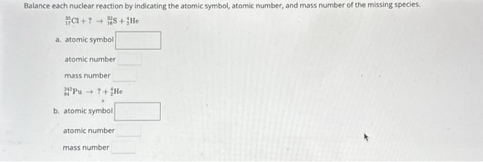 Solved Balance each nuclear reaction by indicating the | Chegg.com