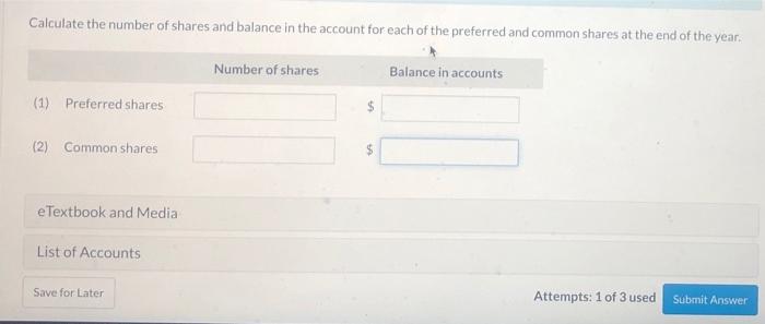 Solved Calculate the number of shares and balance in the | Chegg.com