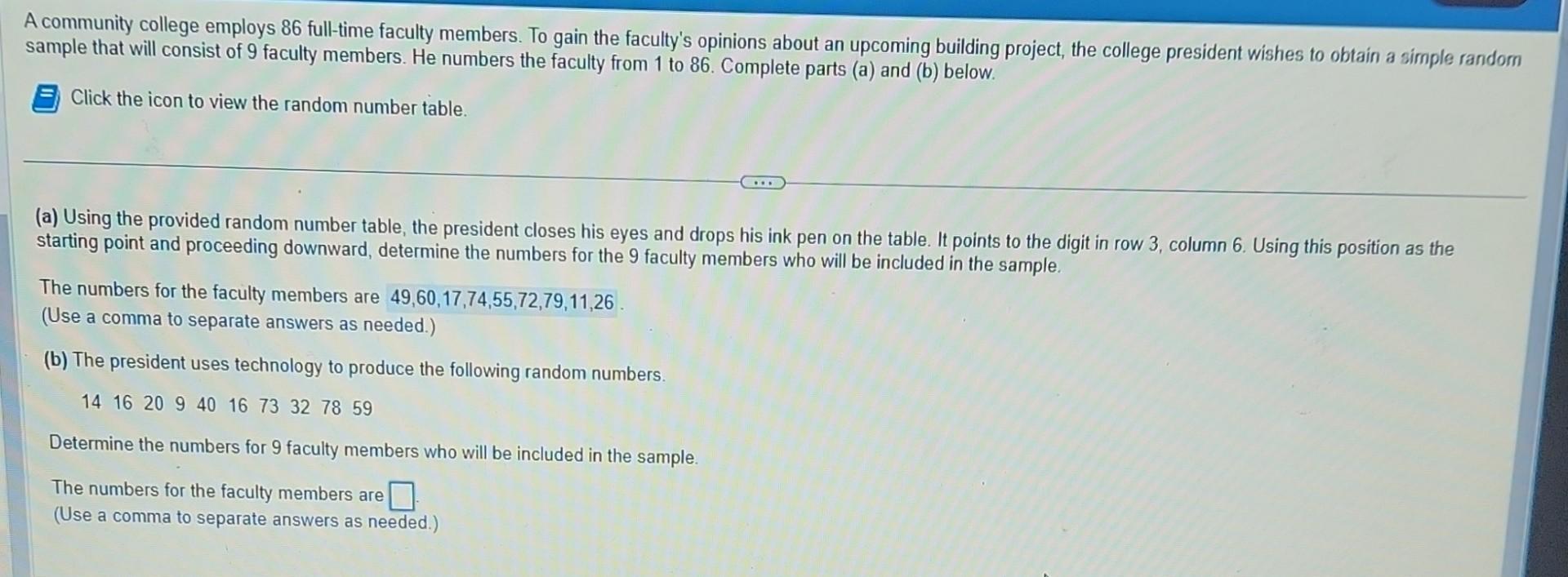 Solved A community college employs 86 full-time faculty | Chegg.com