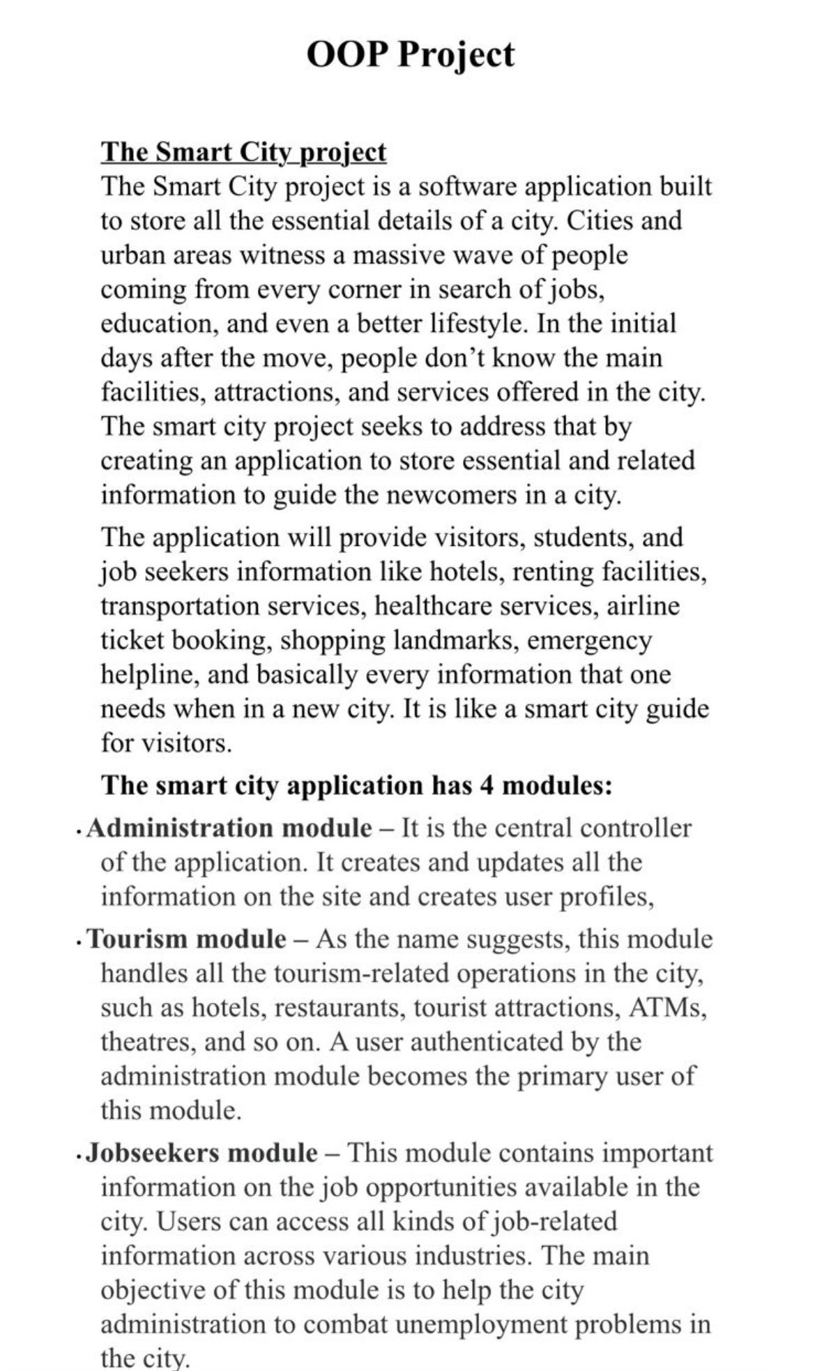 Solved OOP ProjectThe Smart City_projectThe Smart City | Chegg.com