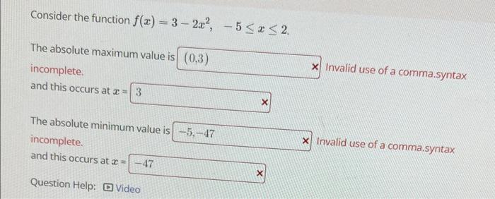Solved Consider The Function F X 3−2x2 −5≤x≤2 The Absolute