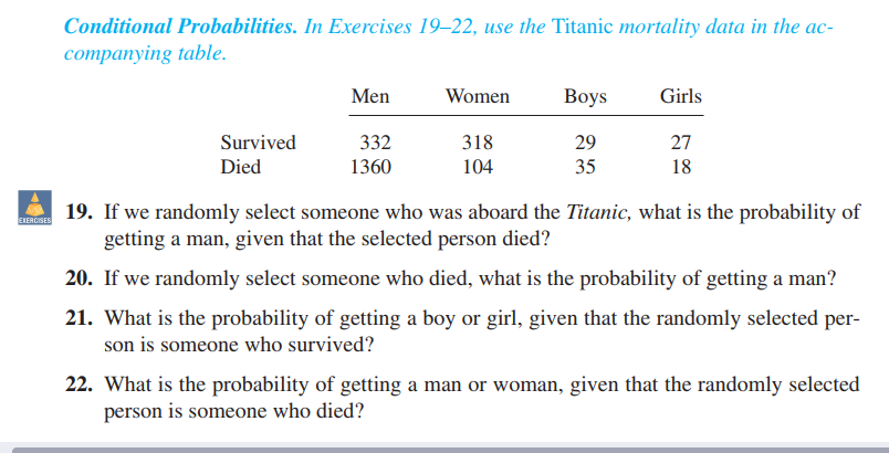 Solved Conditional Probabilities. In Exercises 19-22, ﻿use | Chegg.com