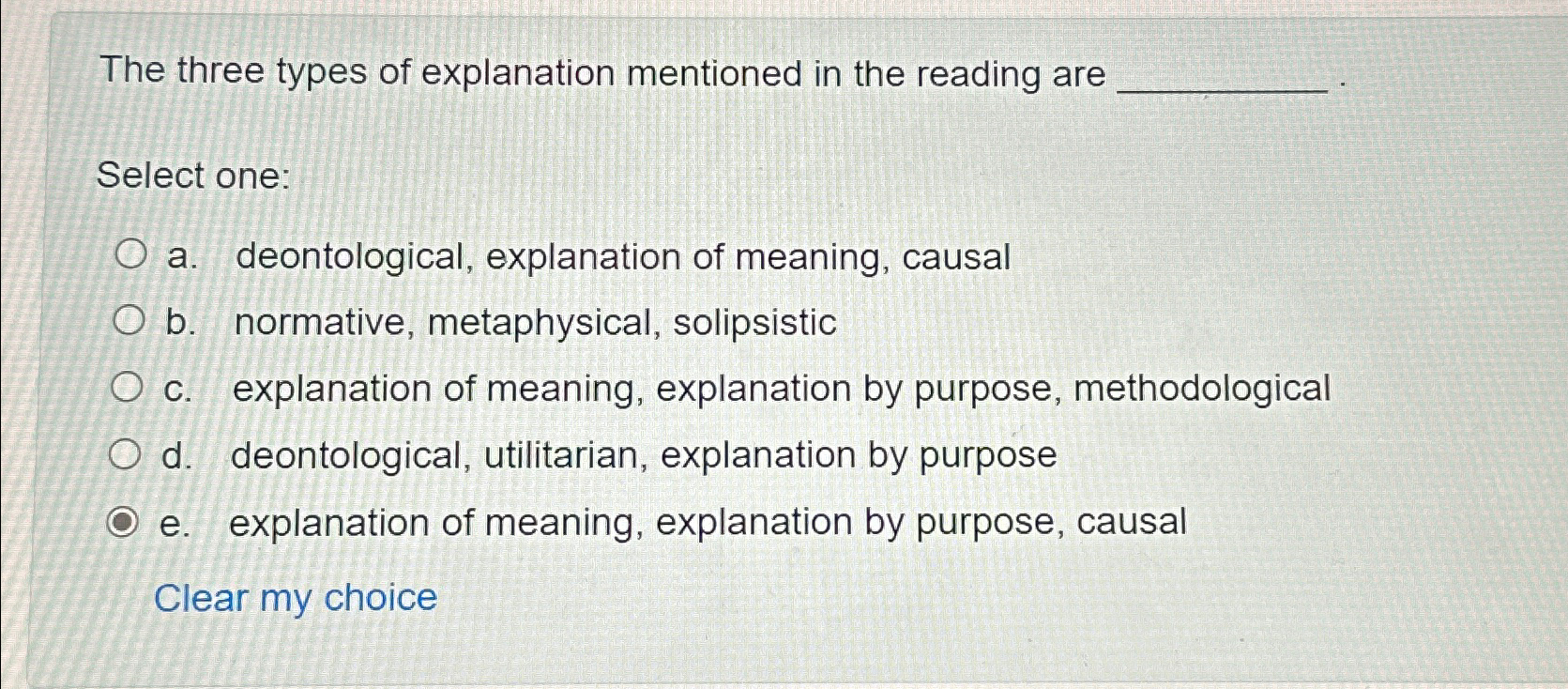 Solved The three types of explanation mentioned in the | Chegg.com