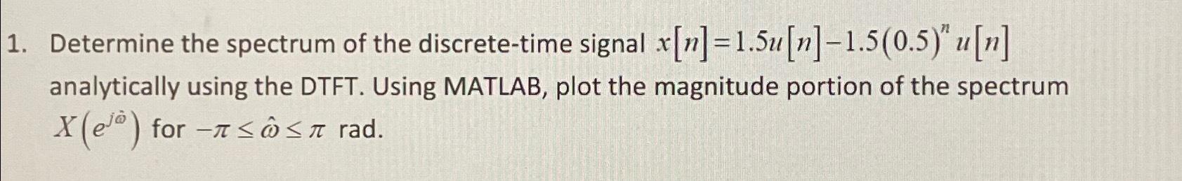 Solved Determine the spectrum of the discrete-time signal | Chegg.com
