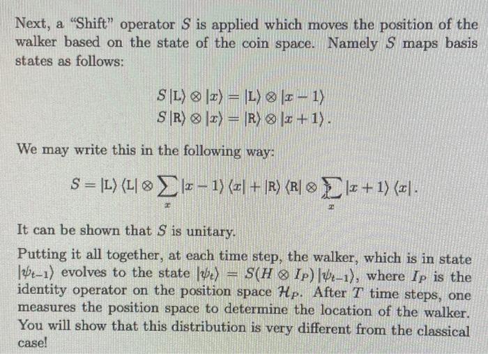 Solved Quantum Random Walks (5 parts). Consider the | Chegg.com