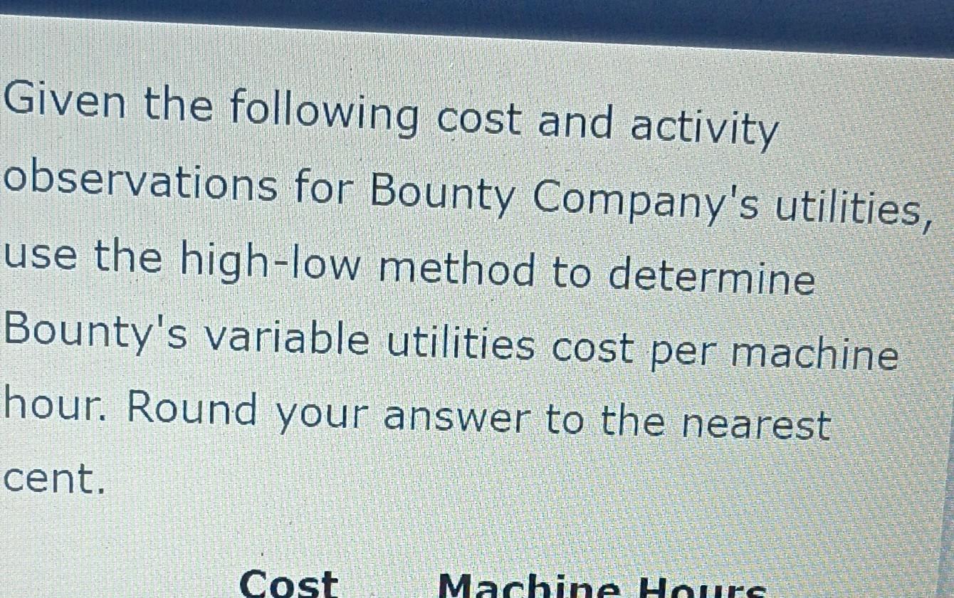 Given the following cost and activity observations | Chegg.com