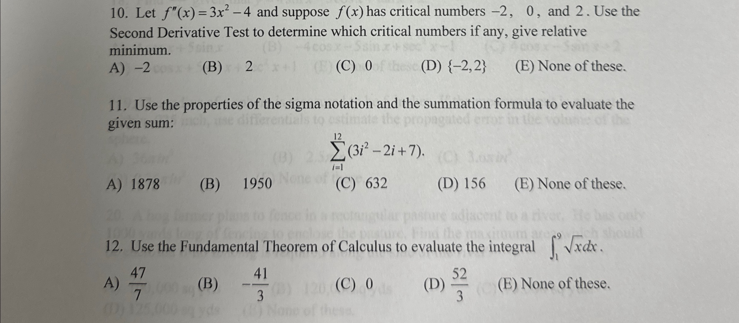 Solved Let f''(x)=3x2-4 ﻿and suppose f(x) ﻿has critical | Chegg.com