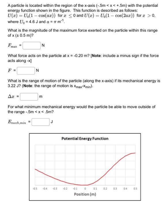 Solved A particle is located within the region of the x-axis | Chegg.com