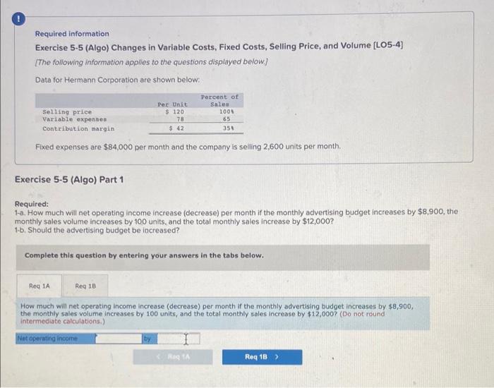 Solved Required information Exercise 5-5 (Algo) Changes in | Chegg.com