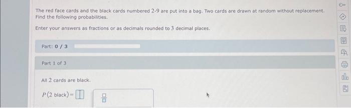 Solved The red face cards and the black cards numbered 2-9 | Chegg.com
