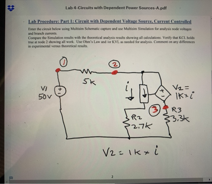 Solved Lab 4 Circuits With Dependent Power Sources A Pdf Lab