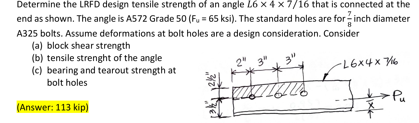 Solved Determine the LRFD ﻿design tensile strength of an | Chegg.com