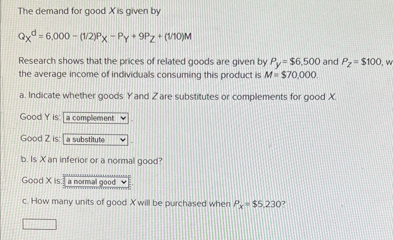 Solved The demand for good x ﻿is given | Chegg.com