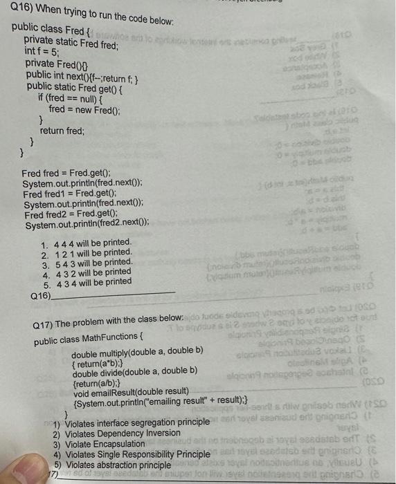 Solved Q16) When trying to run the code below: public class | Chegg.com